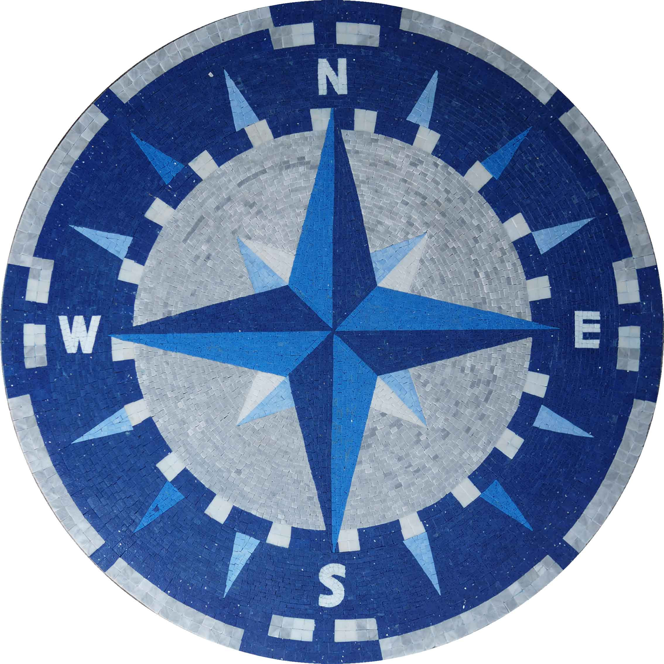 Mosaic Compass - Modern Mosaic, 36" x 36" - Beach Style - Tile Murals ...
