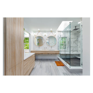 Organic Elegance: Rift Cut Oak Floating Vanity Bathroom Renovation ...