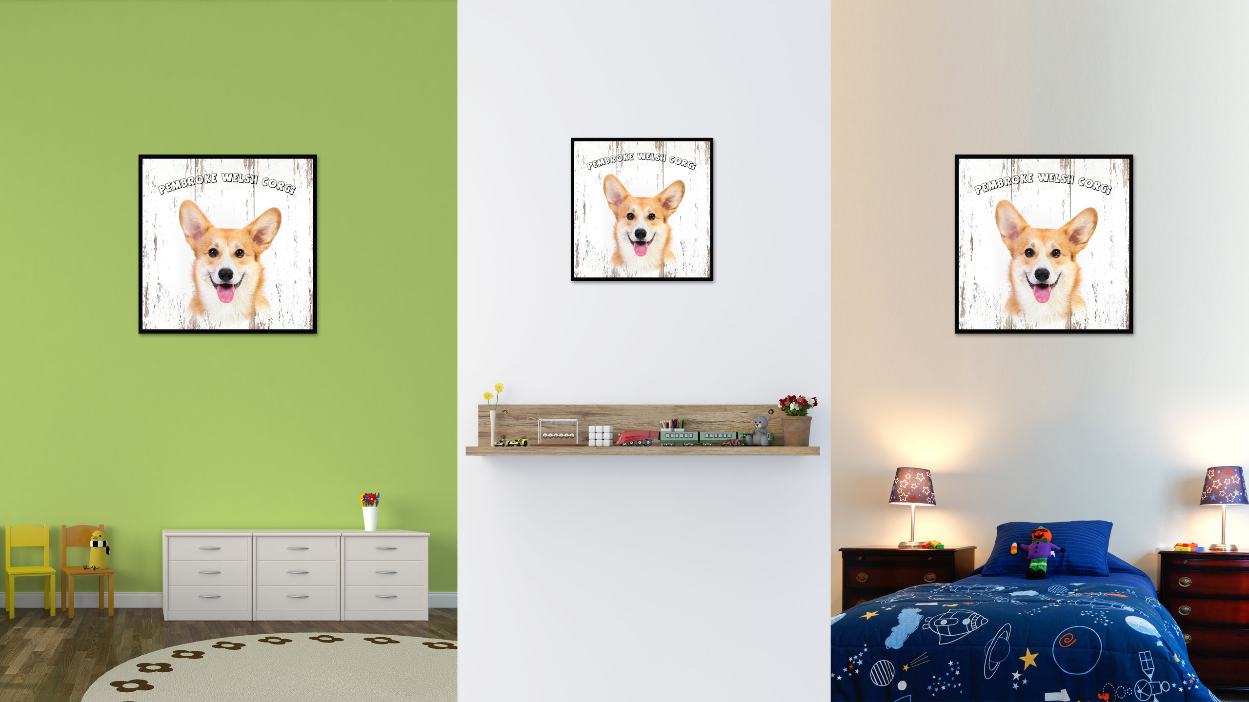 Pembroke Welsh Corgi Dog Canvas Print, 7"x7", 15"x15" - Contemporary ...