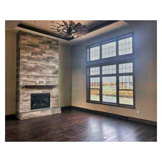 Mequon Ranch - Great Room fireplace and windows - Craftsman - Living ...