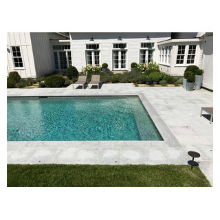 French Grey Pebble Sheen w/ Rodio Tile and Grey Granite Patio - Beach ...