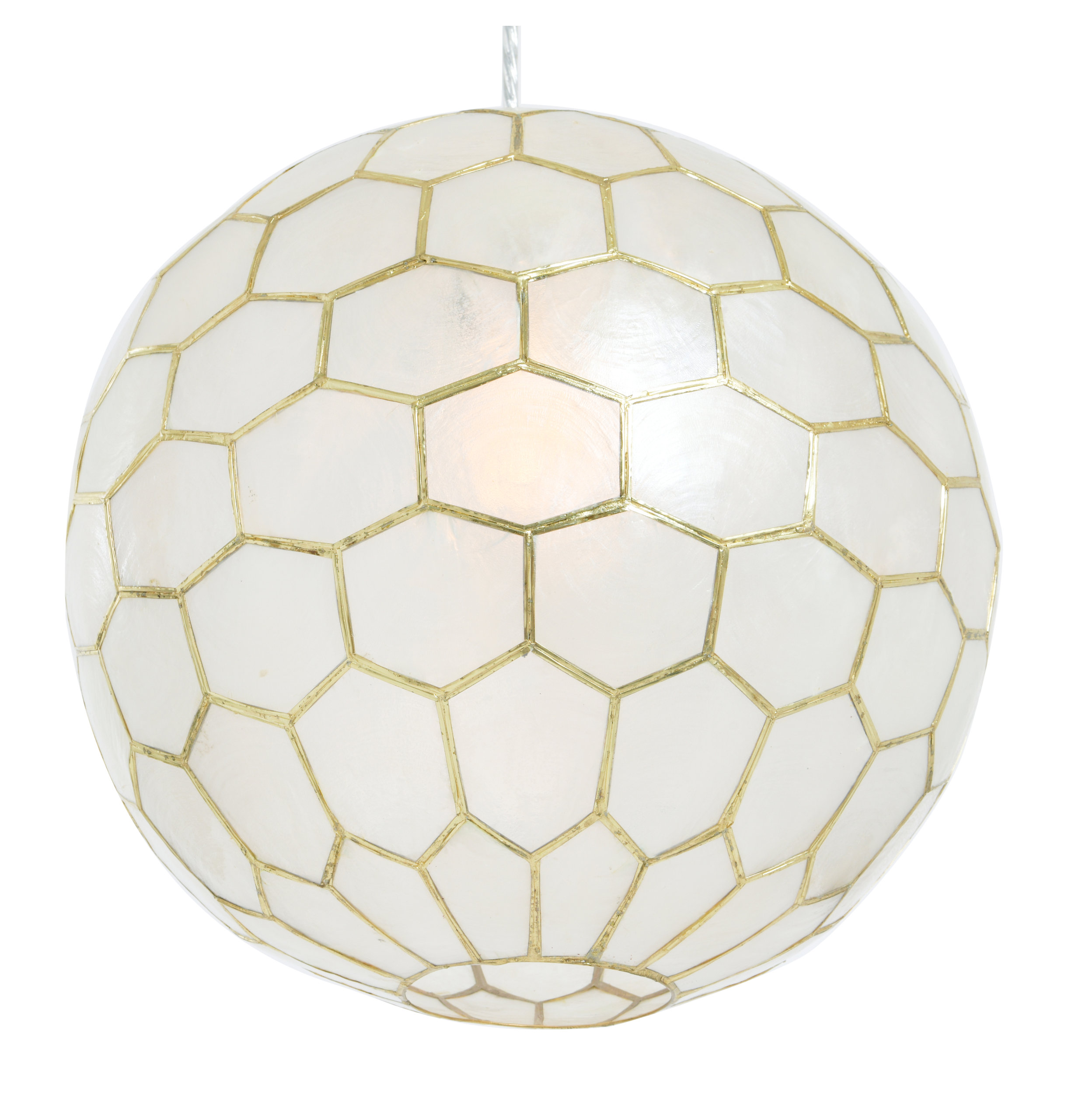 Capiz Honeycomb Globe Pendant Light, Capiz White Seashells, Antique ...