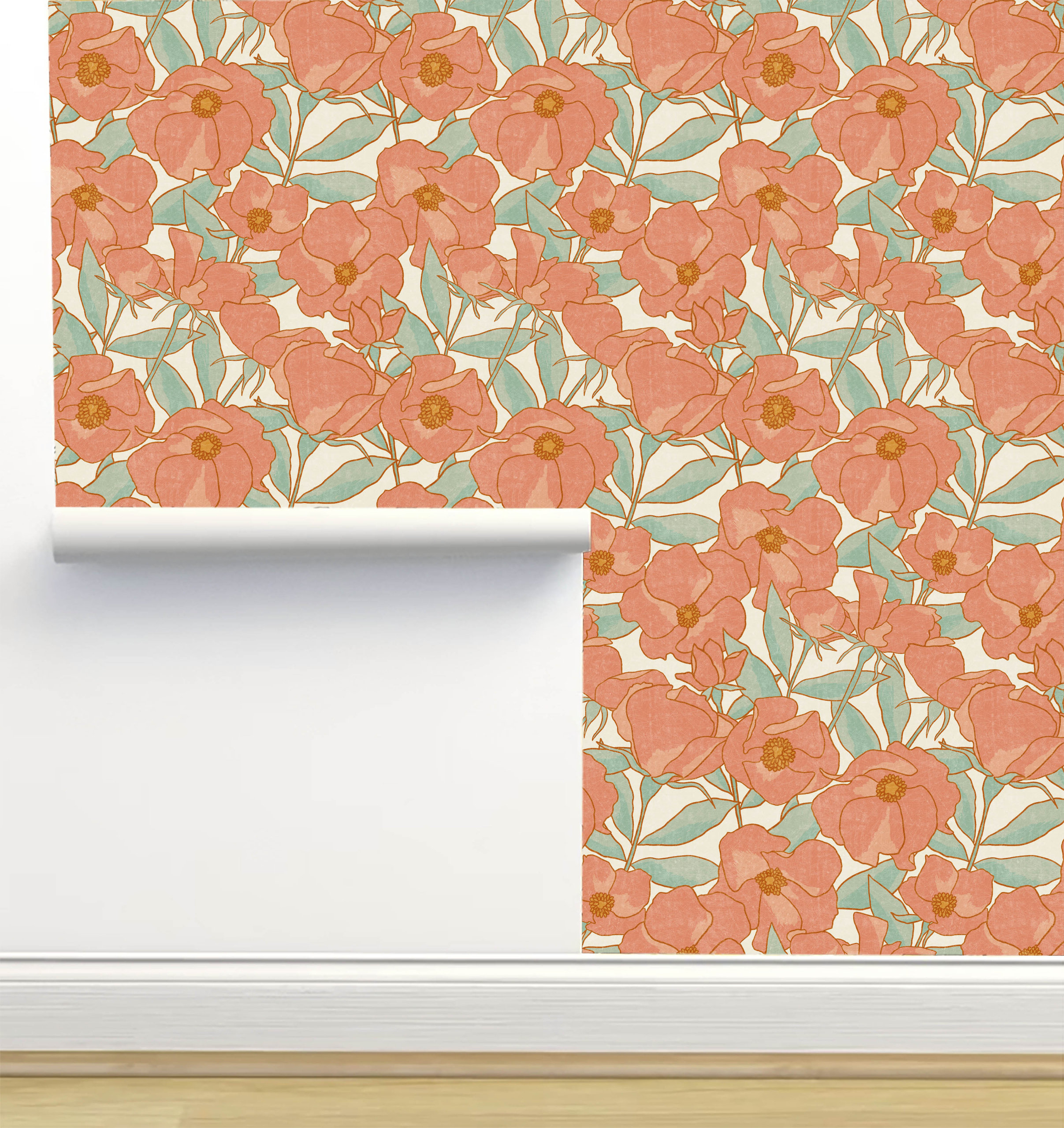 Carolina Pink and Green Wallpaper, Sample 12"x8" - Contemporary ...