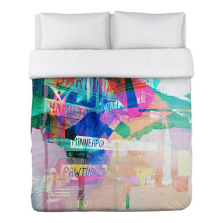 Signs, Multi Duvet Cover, Queen - Contemporary - Duvet Covers And Duvet ...