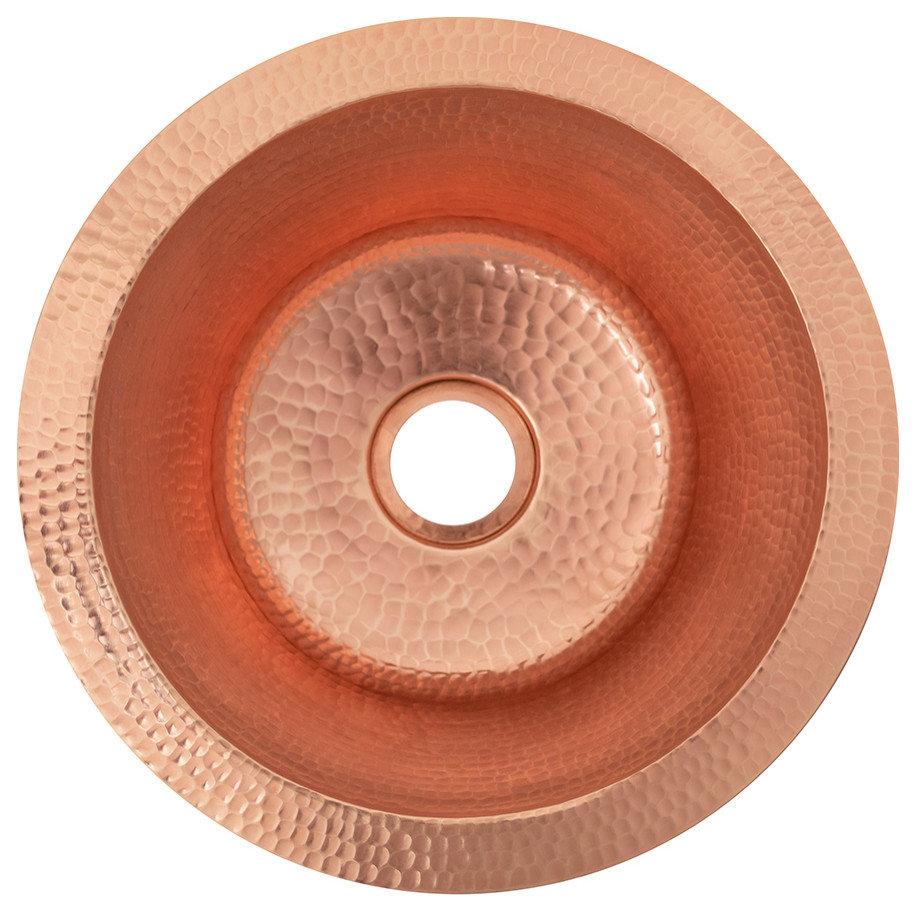 Premier Copper Products BR12PC2 12" Round Hammered Copper Bar Sink ...