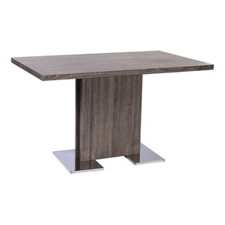 Zenith Contemporary Dining Table, Steel Base and Gray Walnut Veneer ...
