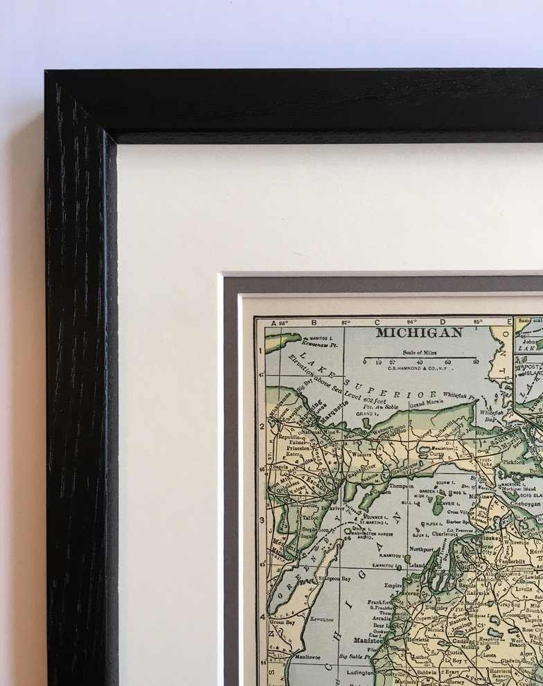 Original Michigan Map, Framed Vintage Michigan Map, Authentic 1920s Map ...