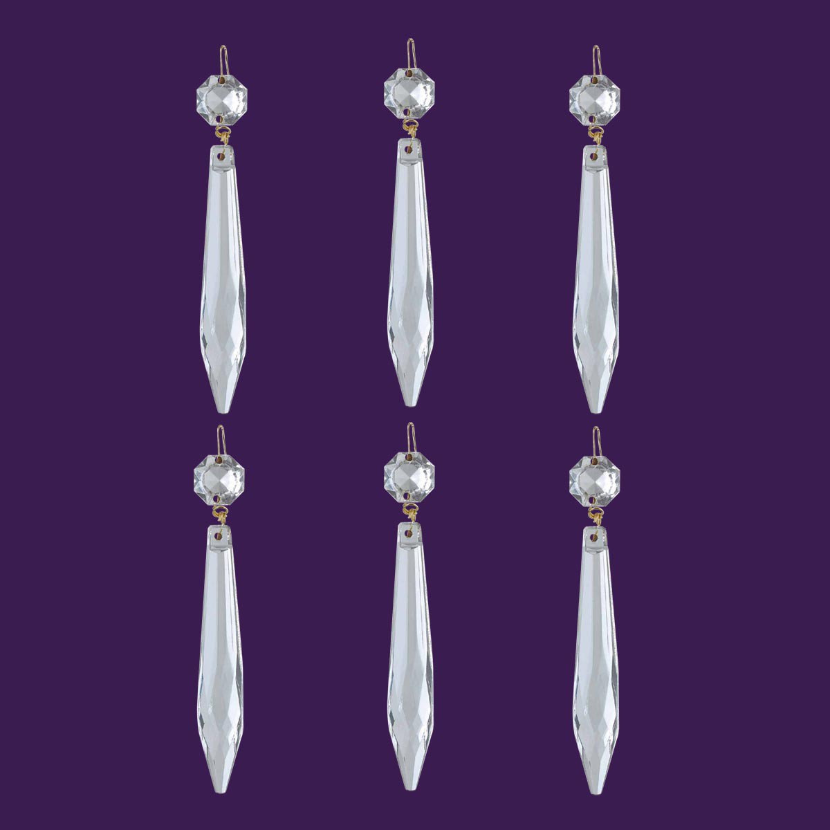 Clear Glass Spire Light Pendant 4in Total Length Set of 6 - Traditional ...