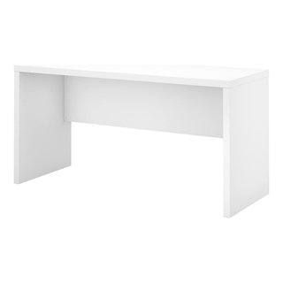 Contemporary Desk, Pure White Finished Base and Spacious Rectangular ...