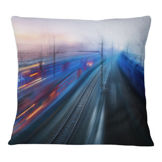 Train Movements at Twilight Landscape Photography Throw Pillow, 16"x16 ...