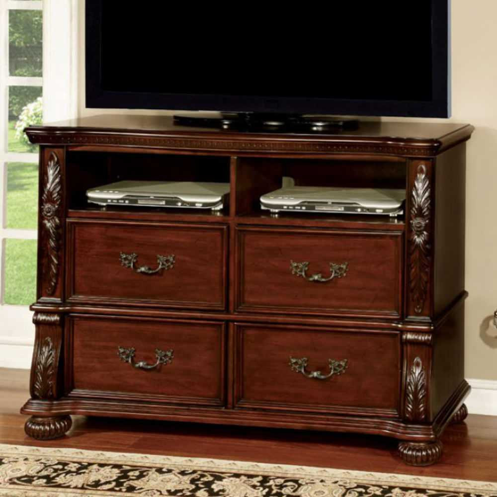 Benzara BM137498 Elegantly Styled Wooden Media Chest, Brown Cherry ...
