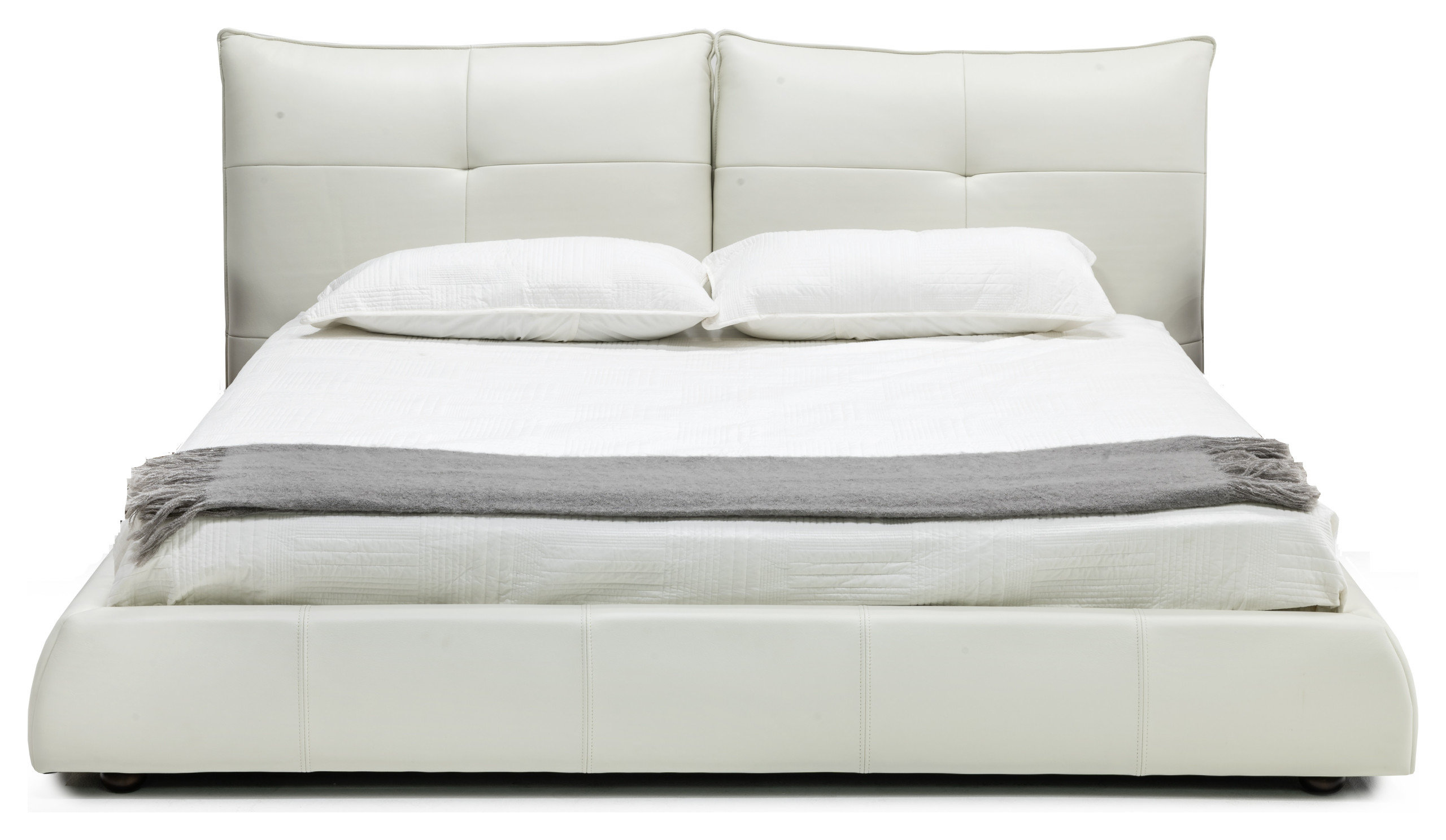 Modrest Patrick Modern White Leather Bed, Eastern King - Transitional ...