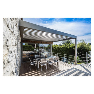 Pergola Bioclimatique RENSON adossée - Contemporáneo - Terraza y balcón ...