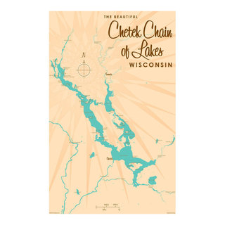 Lakebound Chetek Chain of Lakes Wisconsin Map Art Print, 24"x36 ...