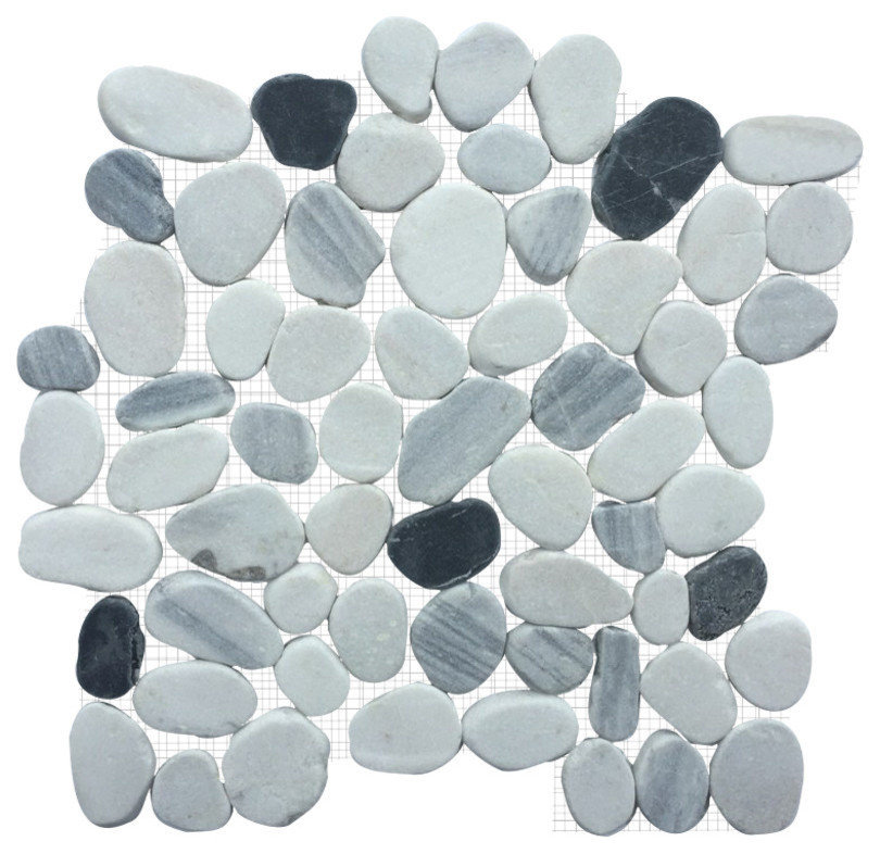 Orion 12"x12" Natural Interlocking Pebbles Tiles, 10 Sq. Ft ...