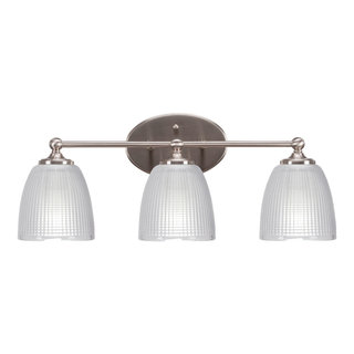 Capri 3-Light Bath Bar, Brushed Nickel/Clear Ribbed - Transitional ...