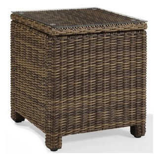 Pemberly Row Modern Wicker / Rattan Patio End Table in Brown - Tropical ...