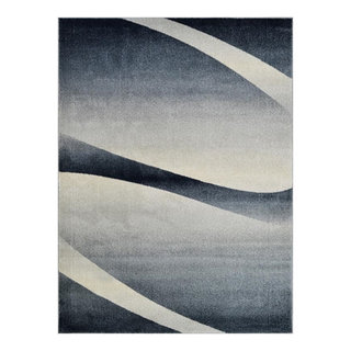 Allstar Living Room Area Rug with Tonal Curve design in Blue ...