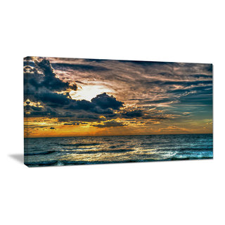 Sun Break over Blue Ocean, Large Seashore Canvas Art Print, 32"x16 ...