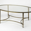 Contemporary Coffee Table, Golden Frame With Curved Support & Oval ...