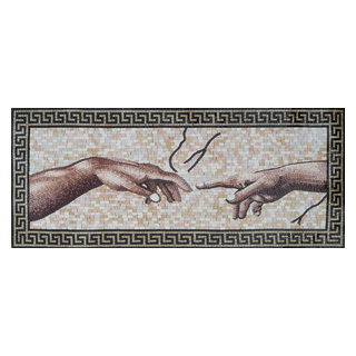 Mosaic Wall Art, The Creation of Adam, 72" x 30" - Contemporary - Tile ...