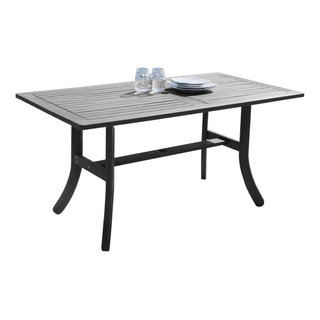 Distressed Grey Dining Table With Curved Legs - Transitional - Outdoor ...
