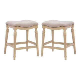 Home Square 27" Big and Tall Wood Counter Stool in Off White Cream ...