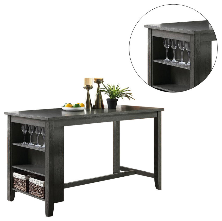 Wooden Dining Table, Dark Gray - Transitional - Dining Tables - by ...