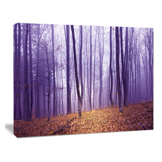 Magenta Foggy Fairytale Forest, Forest Canvas Art Print, 20"x12 ...
