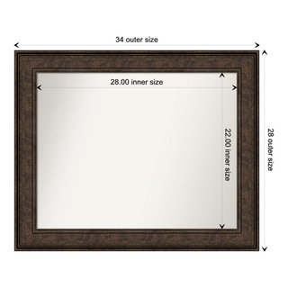 Ridge Non-Beveled Wall Mirror, 33.5 in x 27.5 - Traditional - Wall ...
