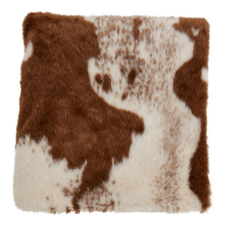 Faux Fur Throw With Cow Hide Design - Contemporary - Throws - by Saro ...