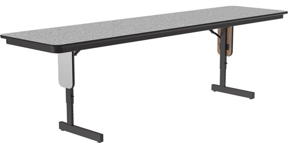 Pemberly Row Adjustable Height Metal/Wood Folding Seminar Table in Gray ...