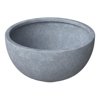 Iris Fiberstone Planter in Grey 12 Dia - Contemporary - Indoor Pots And ...