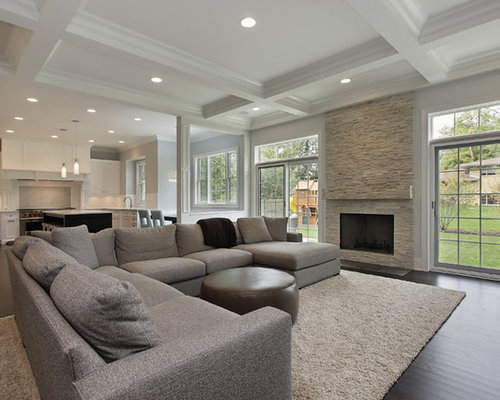 Fireplace Between Windows | Houzz
