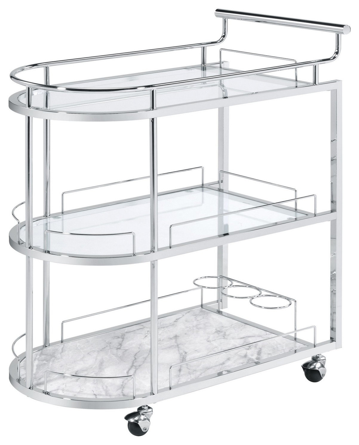 Benzara BM251324 Serving Cart With Oval Shape and Metal Bar Handle ...