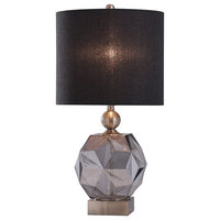 Richmond Table Lamp Smoke Finish on Glass Body With Brass Finish on ...
