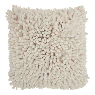 Mina Victory Sofia Velvet Sponge Finger 20" x 20" Ivory Indoor Throw ...