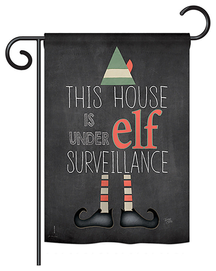 Elf Surveillance Winter, Seasonal Garden Flag 13"x18.5", 13"x18.5"x0.1 ...