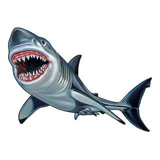 Shark Porcelain Swimming Pool Mosaic, 32"x18" - Beach Style - Accent ...