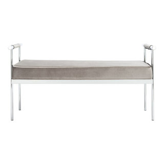 Michelle Long Rectangle Bench With Arms Hazelwood/Chrome - Contemporary ...