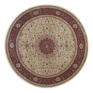 Aiden Traditional Vintage Inspired Ivory/Red Rug, Round 8' Round ...