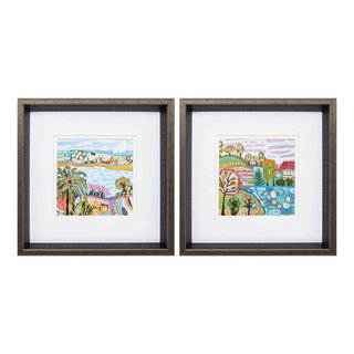 Palm Tree Framed Art, 2-Piece Set - Contemporary - Prints And Posters ...