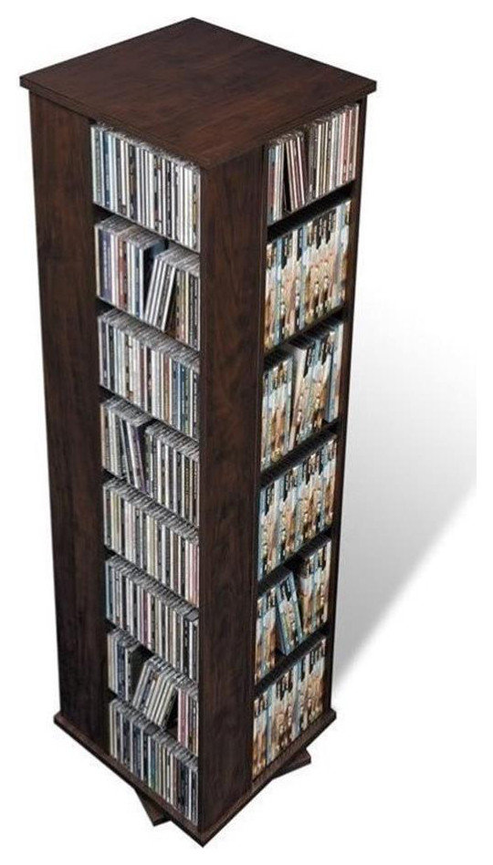 Prepac 65" 4-Sided Spinner Media Tower in Espresso - Traditional ...