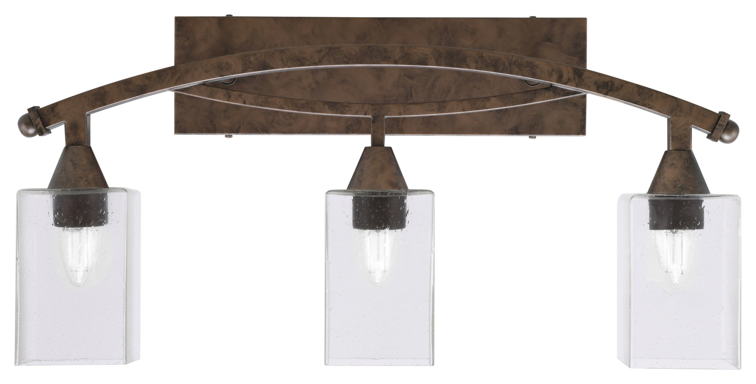 Bow 3 Light Bath Bar In Bronze Finish With 4" Clear Bubble Glass ...