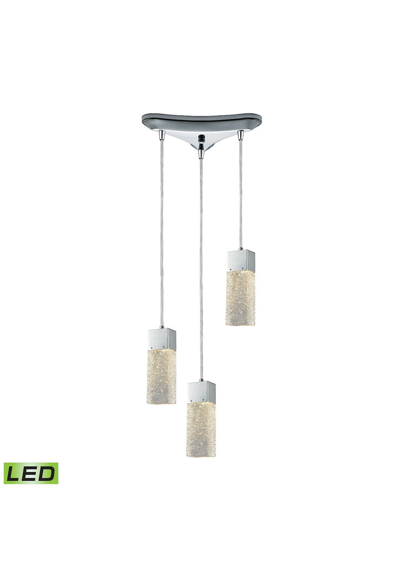 Cubic Ice 3 Light Triangle Pan Fixture, Polished Chrome, Solid Textured ...
