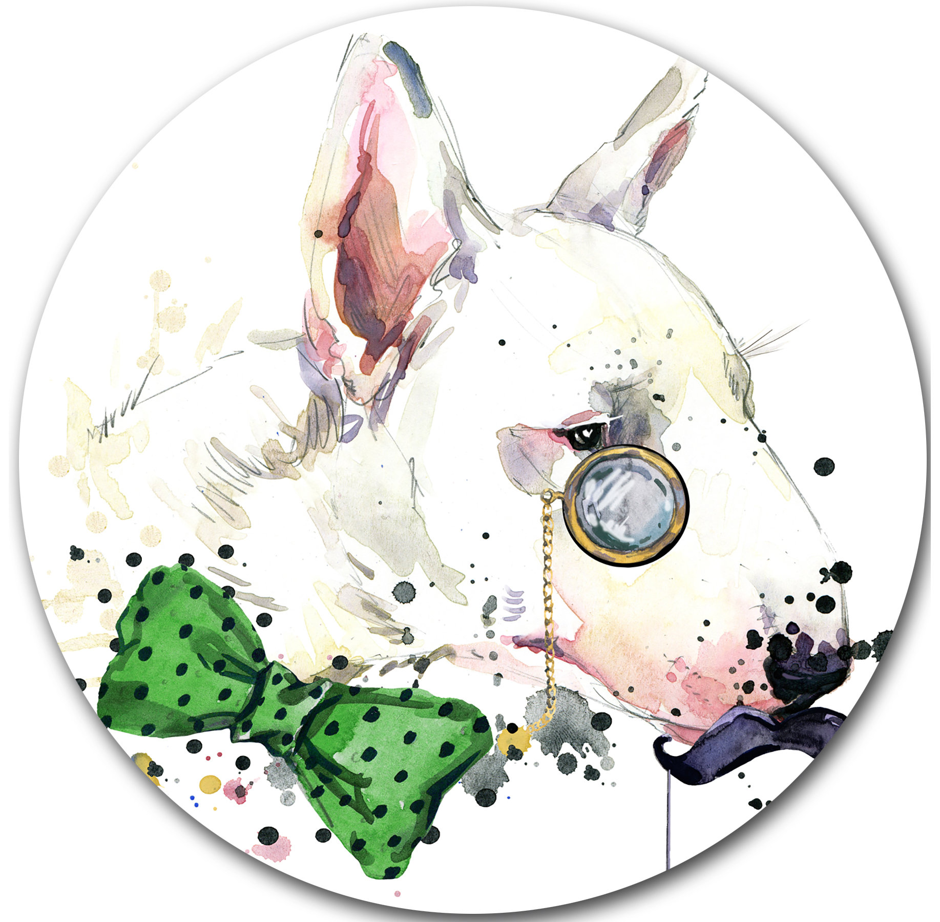 Bull Terrier Dog, Animal Disc Metal Wall Art, Disc of 11 inch ...