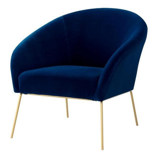 Posh Living Brixton Velvet Barrel Back Accent Chair in Blush Pink/Gold ...