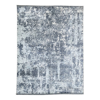 EORC Gray Hand Knotted Wool Rug 8' x 10', Rectangular 8' x 10 ...
