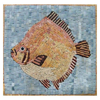 Fish Marble Mosaic, 20" x 20" - Beach Style - Tile Murals - by Mozaico ...