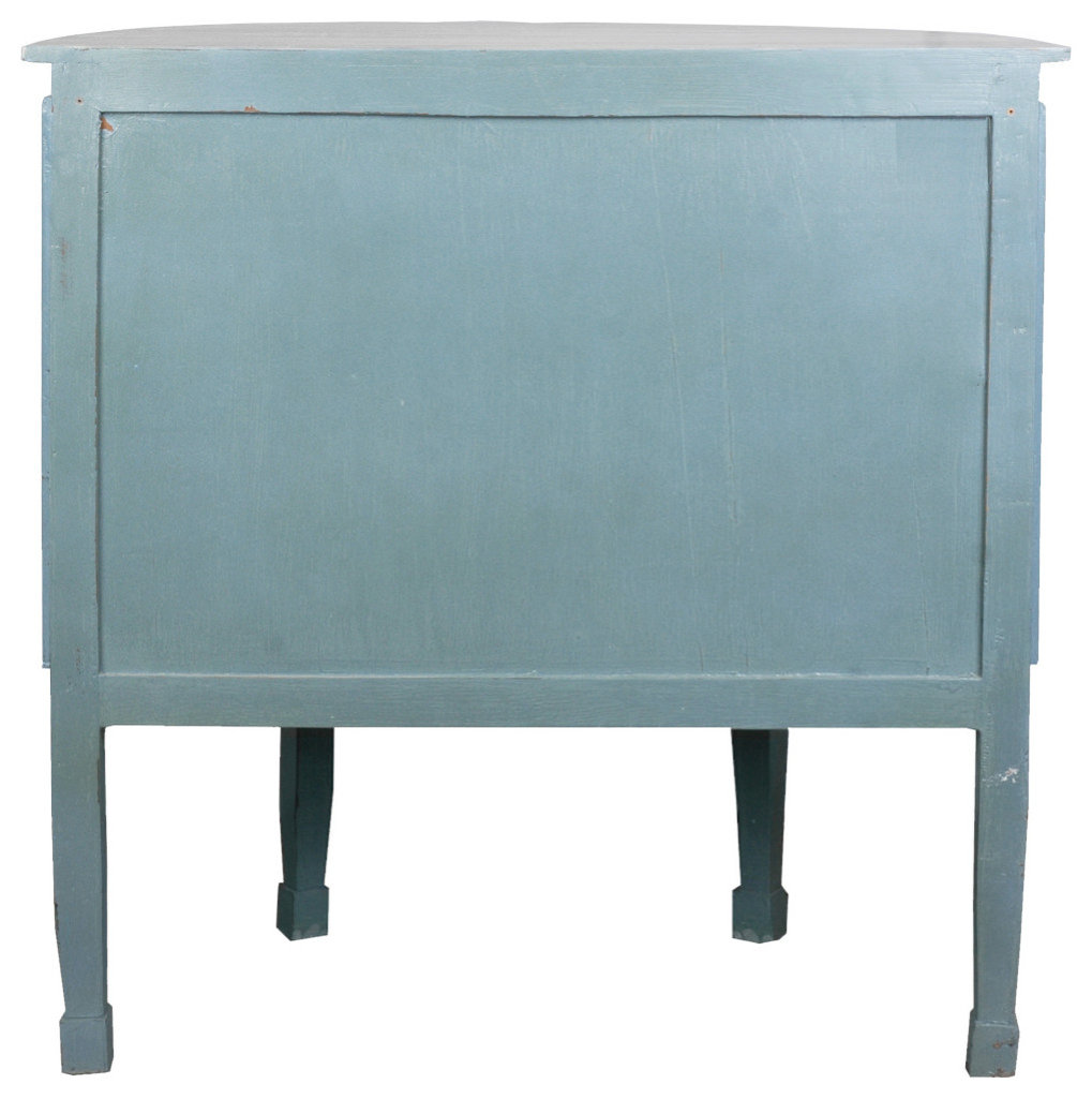 Half Round Cabinet Beach Blue Natural Limewash Solid Wood Accent Table ...
